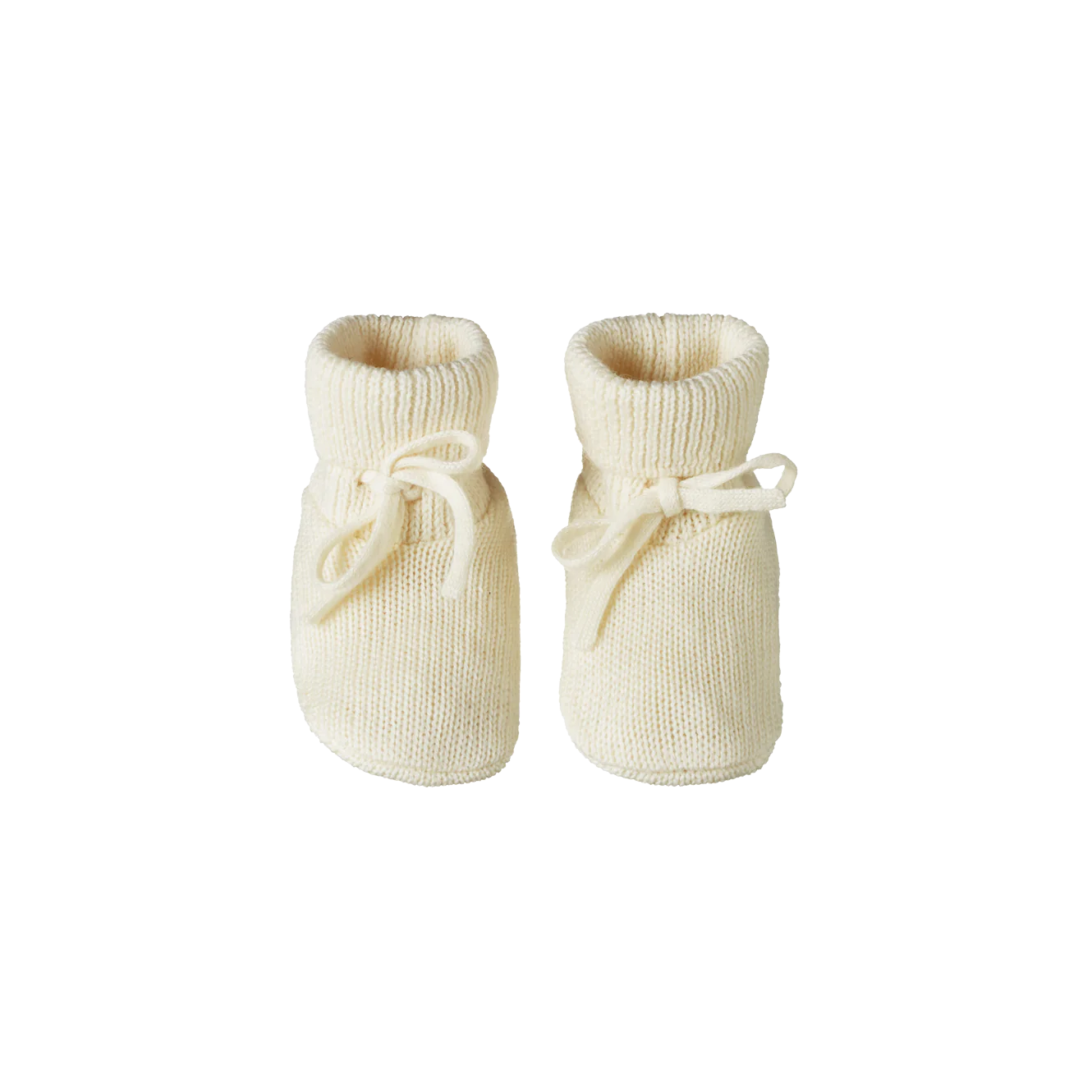 NATURE BABY MERINO KNIT DRAWSTRING BOOTIES NATURAL