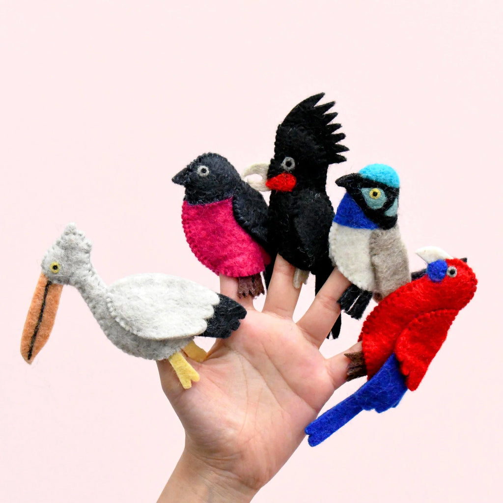 TARA TREASURES AUSTRALIAN COLOURFUL BIRDS FINGER PUPPET SET – Chocolate ...