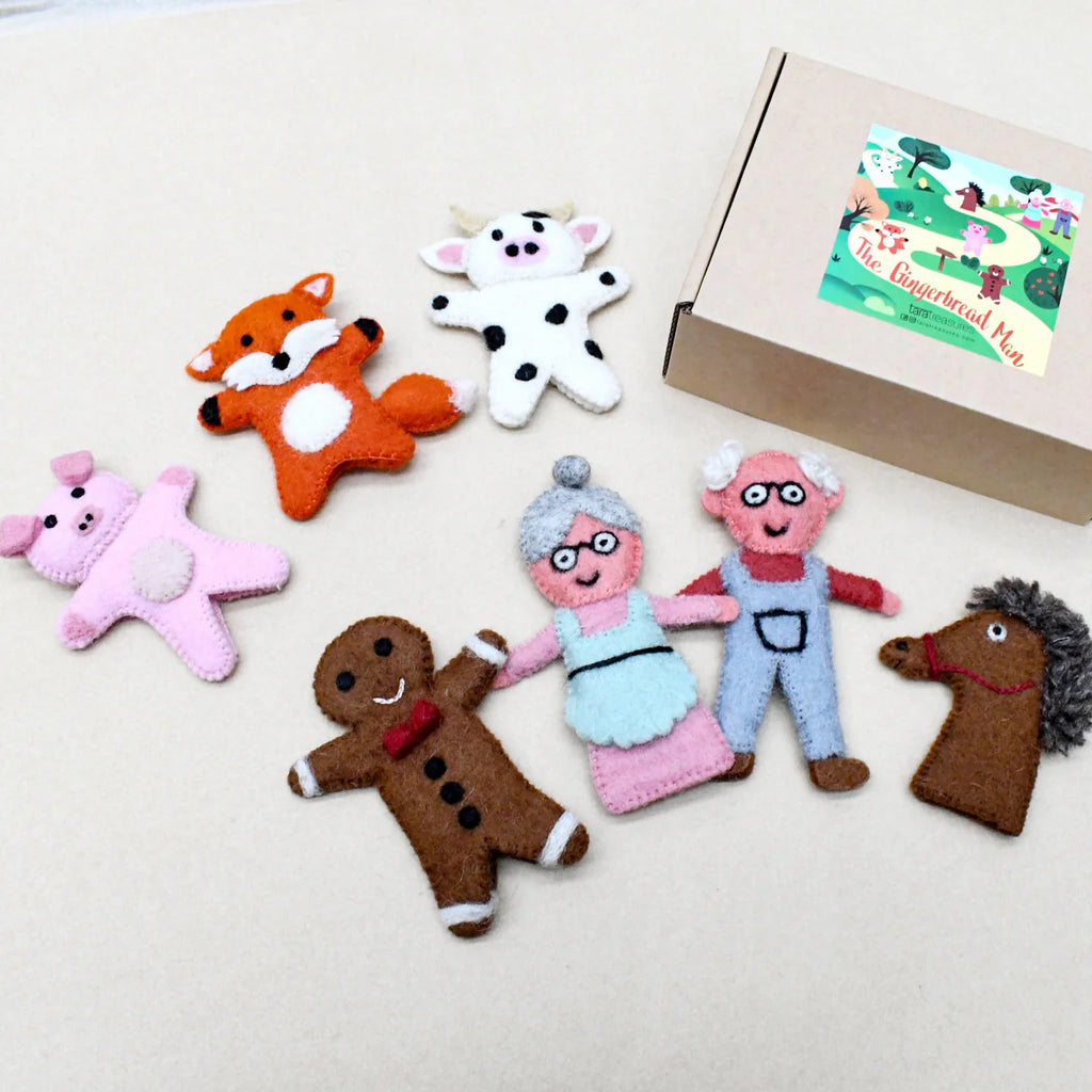 TARA TREASURES GINGERBREAD MAN STORY FINGER PUPPET SET – Chocolate Freckles