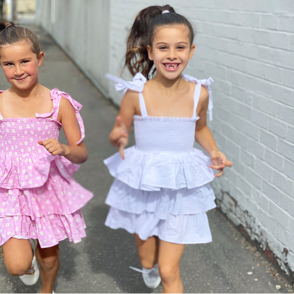 LITTLE HEARTS FRILLY FROU FROU DRESS WHITE – Chocolate Freckles